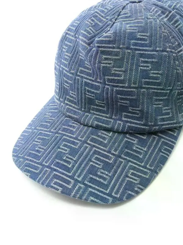 Fendi Ff Logo Denim Cap - Blue
