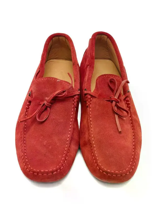 TOD'S Suede Tassel Loafers - Red