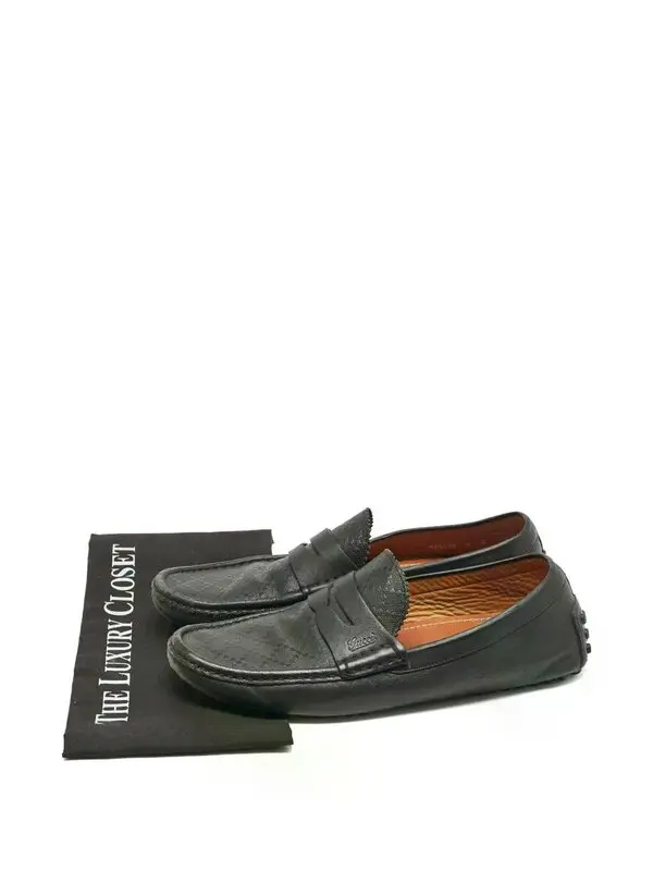 Gucci Diamante Leather Loafers - Black