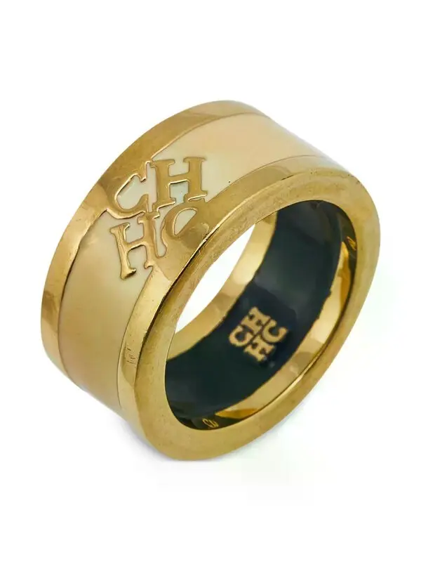 Carolina Herrera Enamel Ch Logo Ring - Gold