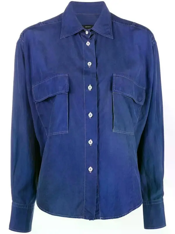 Gucci 1990s Contrast-stitch Silk Shirt