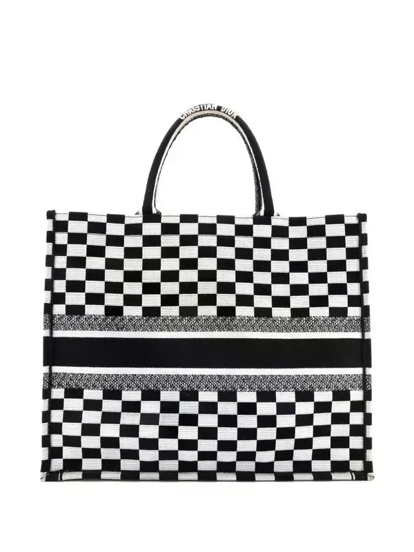 Dior Book Embroidered Canvas Large Tote Bag - Black
