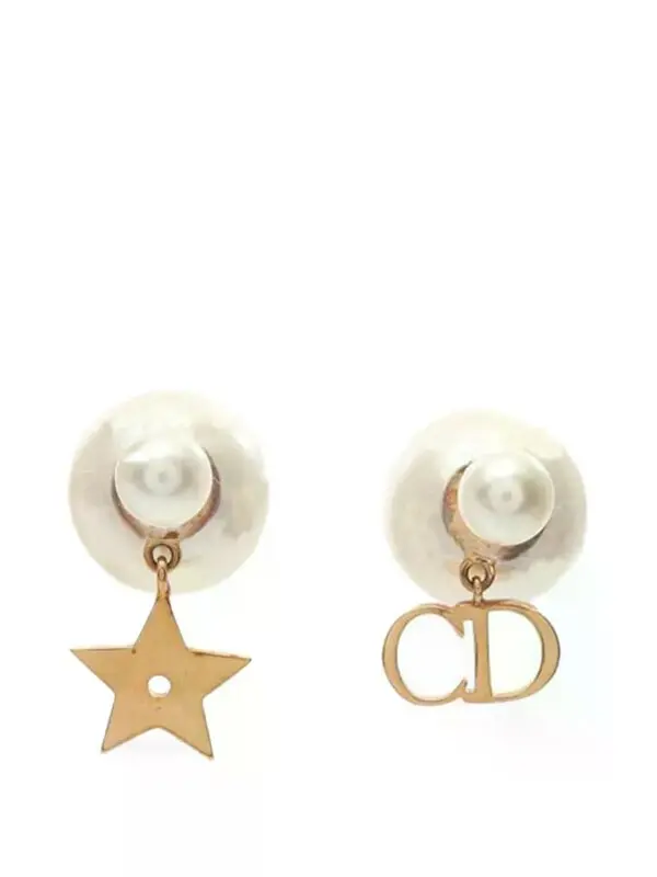 Dior 2010s Cd Faux-pearl Earrings - Gold