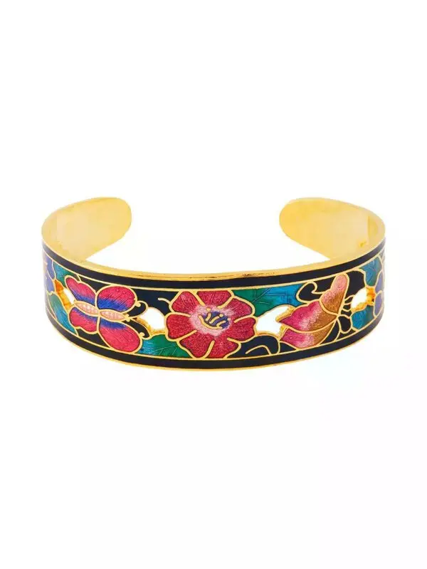 SUSAN CAPLAN 1980s Cloisonné Cuff Bracelet - Gold