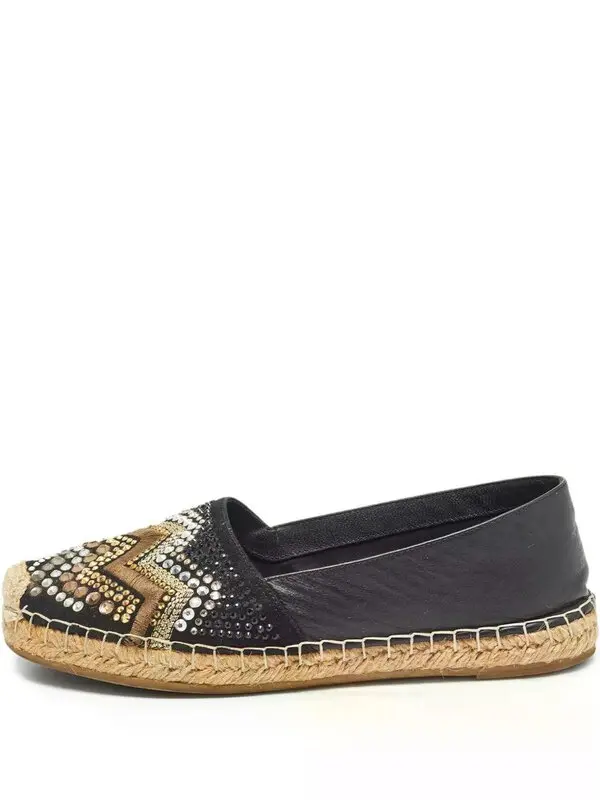 LE SILLA Crystal-embellished Leather Espadrilles