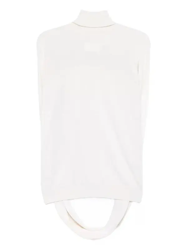 MAISON MARGIELA 1990s Turtleneck Wool Sweater - White