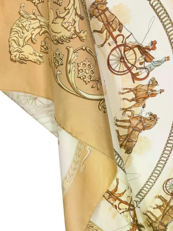 Hermès 1986 La Promenade De Longchamps Silk Scarf - Neutrals