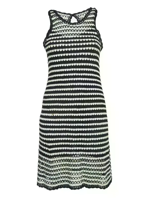 Diane Von Furstenberg Vintage Lace Striped Knitted Dress - Blue