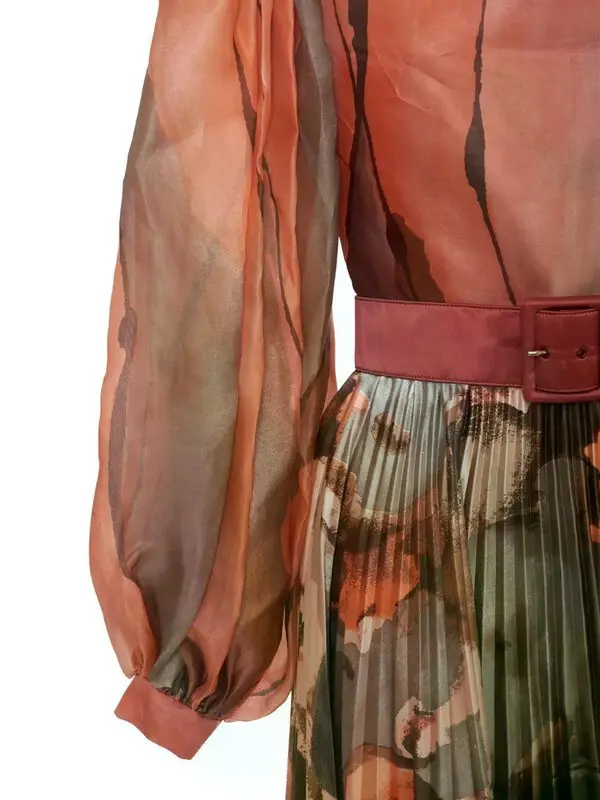 André Laug Vintage Floral-print Pleated Maxi Dress