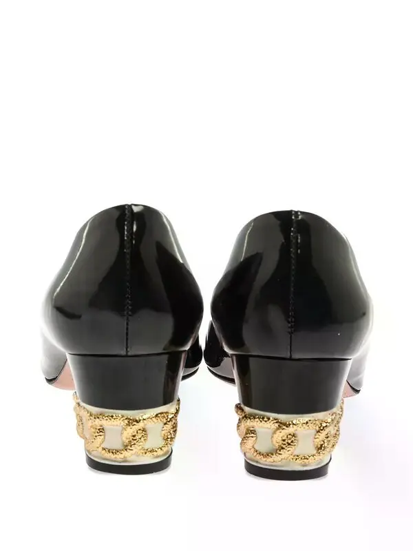 Casadei 50mm Patent Leather Chain Heel Pumps