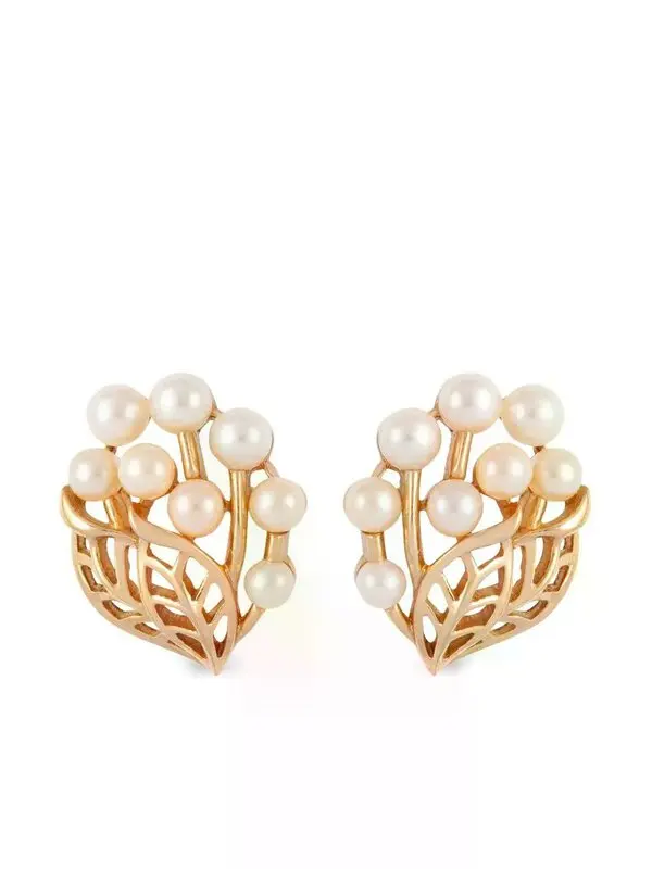 SUSAN CAPLAN 1950s Trifari Pearl-embellished Clip-on Earrings - Gold