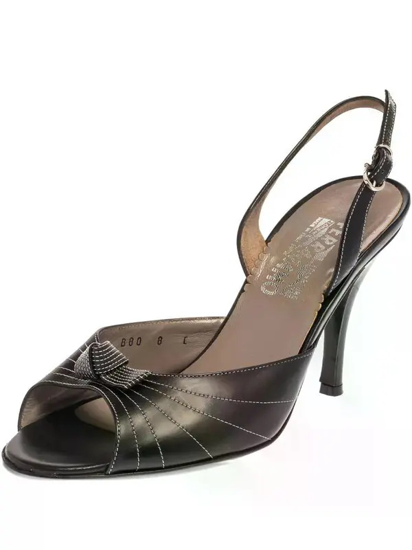 FERRAGAMO Knot Slingback Sandals - Black