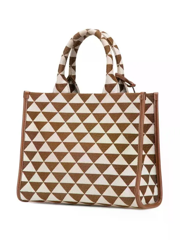 Prada Small Canvas Symbole Triangolo Satchel - Brown