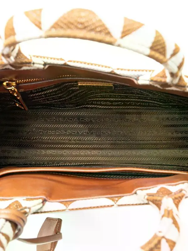 Prada Small Canvas Symbole Triangolo Satchel - Brown