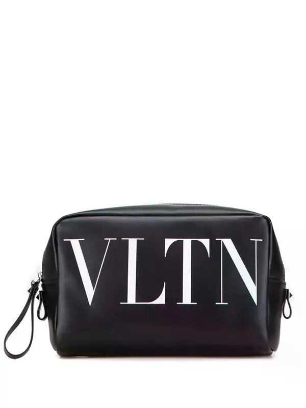 Valentino Garavani Leather Vltn Pouch - Black