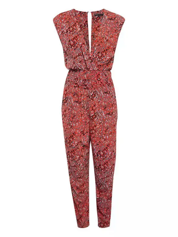 Maje Sleeveless Printed Jumpsuit - Red