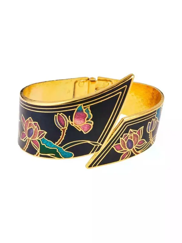 SUSAN CAPLAN 1980s Cloisonné Cuff Bracelet - Black