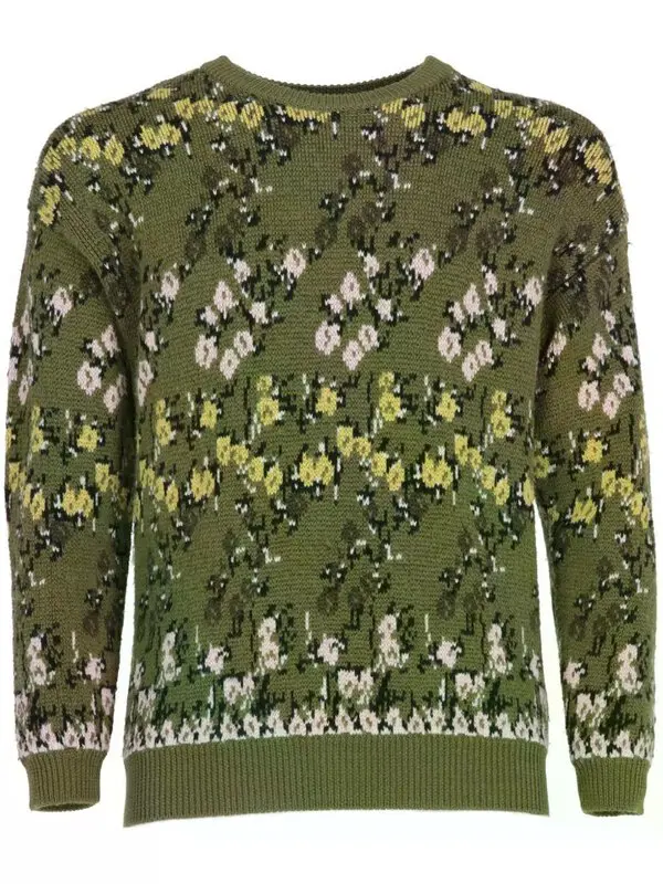 Valentino Garavani 2010s Floral Intarsia Jumper - Green