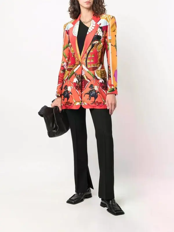 Hermès 1990 Printed Single-breasted Blazer