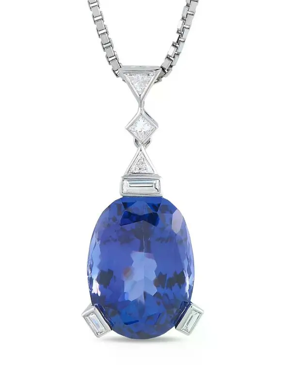 LB EXCLUSIVE Platinum Tanzanite And Diamond Pendant Necklace - Silver