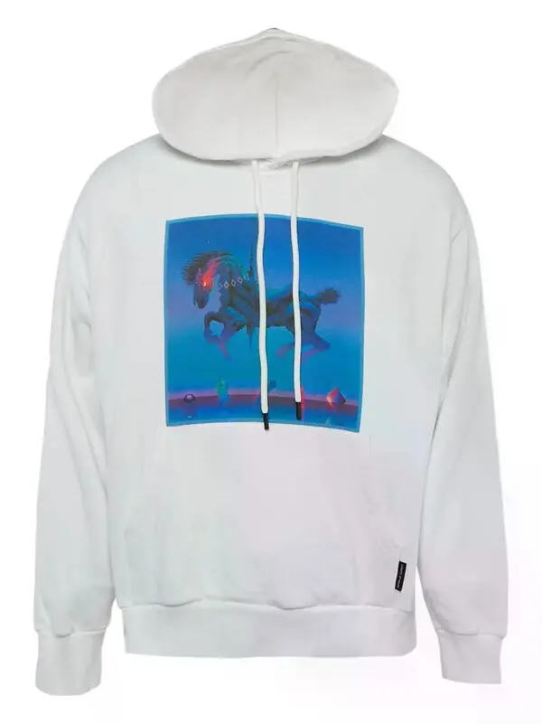 COUNTY OF MILAN Horse-print Hoodie - White