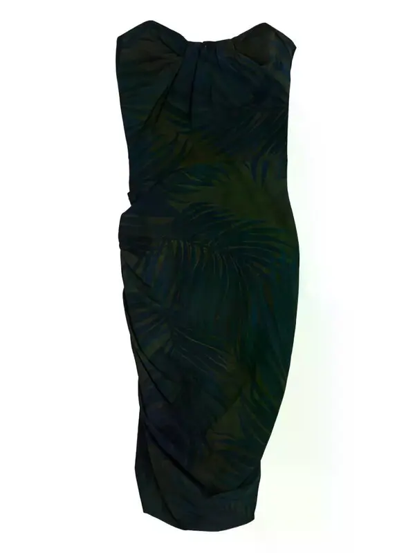 LANVIN Leaf-print Ruched Midi Dress