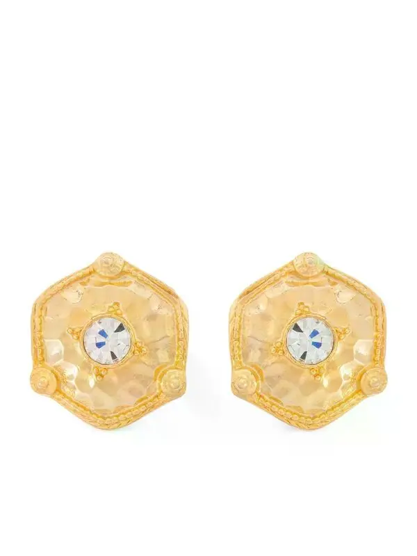 SUSAN CAPLAN 1980s Crystal Clip-on Earrings - Gold