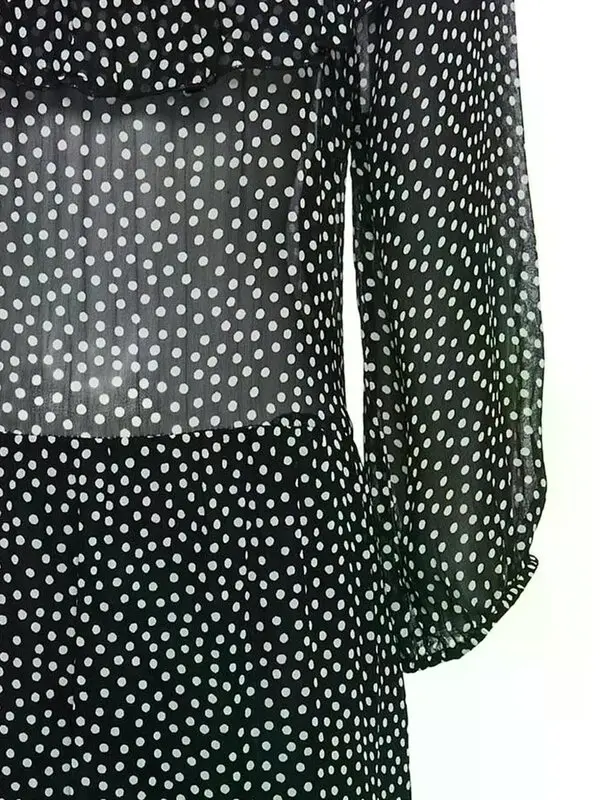 GANNI Polka Dot Sheer Ruffled Dress