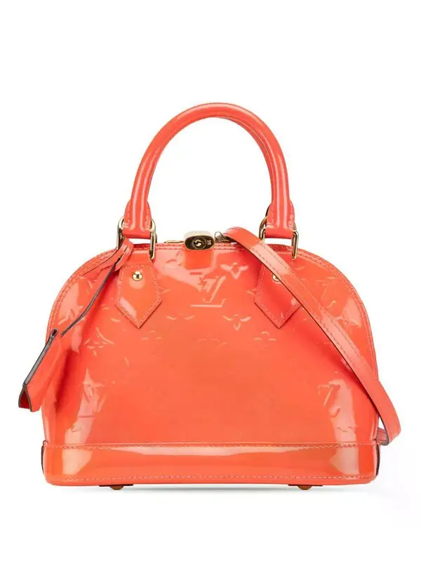 LOUIS VUITTON 2015 Monogram Vernis Alma Bb Satchel - Orange