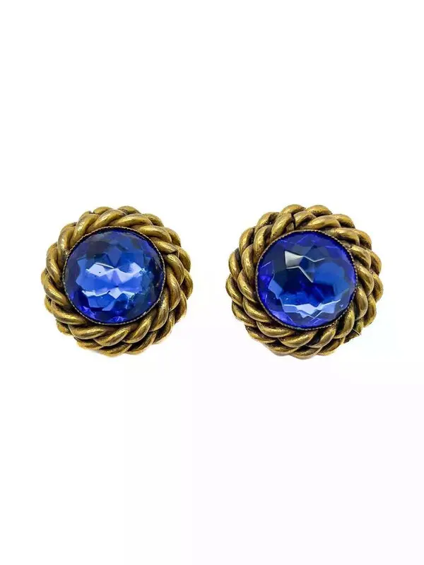 JENNIFER GIBSON JEWELLERY 1980s Butler & Wilson Gemstone Earrings - Gold