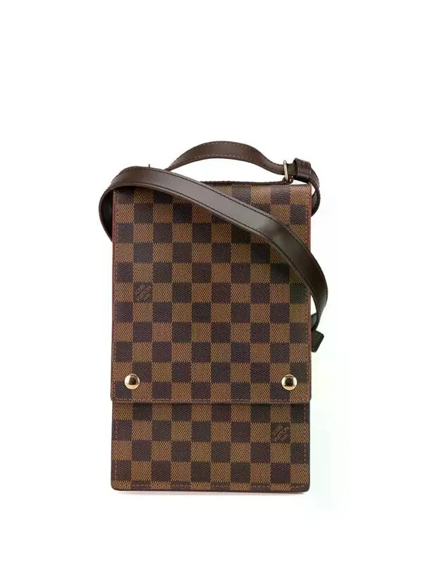 LOUIS VUITTON 2001 Damier Ebene Portobello Crossbody Bag - Brown