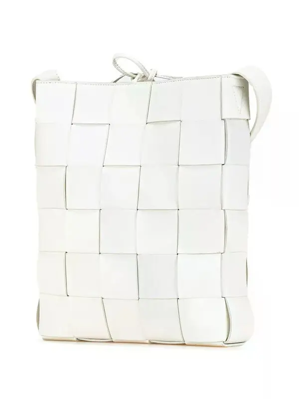 Bottega Veneta Nappa Intrecciato Cassette Messenger Crossbody Bag - White