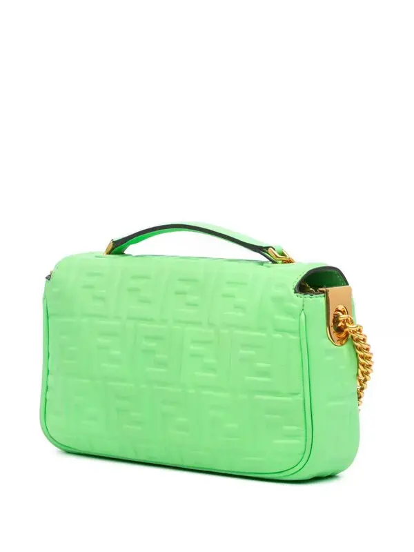 Fendi Zucca Embossed Leather Chain Baguette - Green