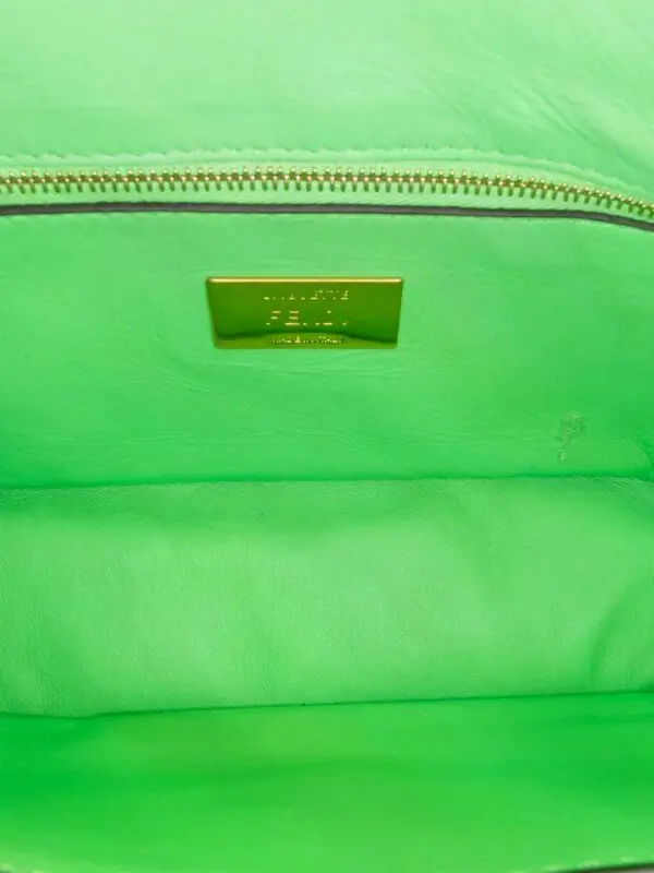 Fendi Zucca Embossed Leather Chain Baguette - Green