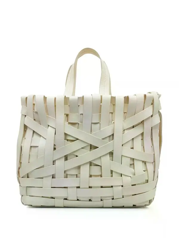 JIL SANDER Woven Basket Leather Handbag