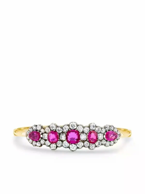 PRAGNELL 15kt Yellow Silver, Burmese Ruby And Diamond Bangle - Gold