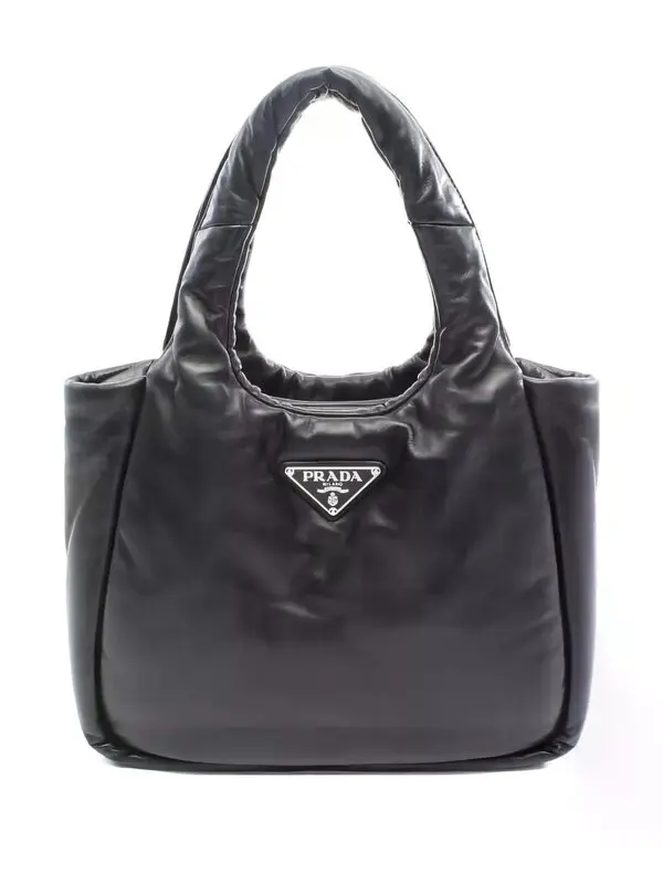 Prada 2010s Triangle-logo Leather Tote Bag