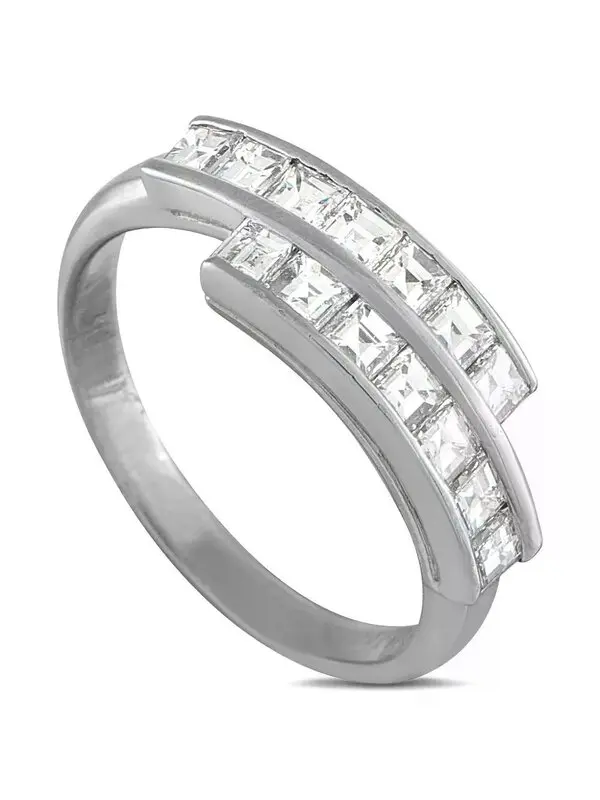 LB EXCLUSIVE Platinum Diamond Bypass Ring - Silver
