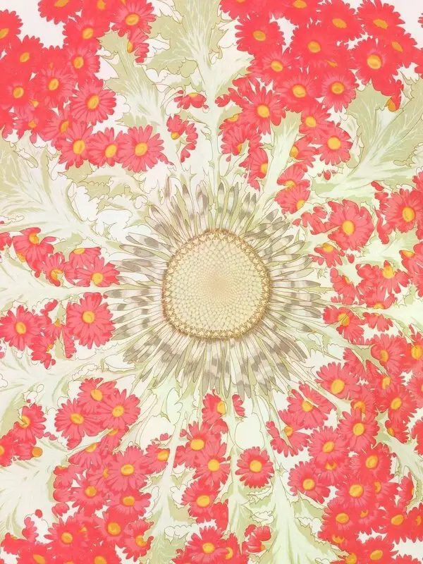 Hermès 1985 Fleurs Et Carlines Silk Scarf