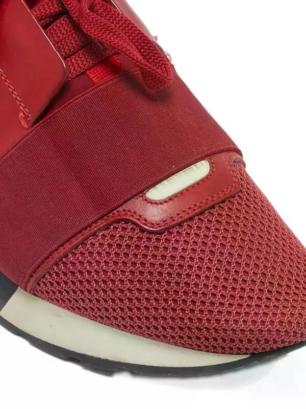 Balenciaga Race Runner Leather Mesh Sneakers - Red