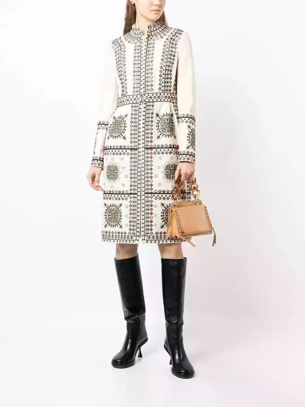 Valentino Garavani Embroidered High-neck Coat