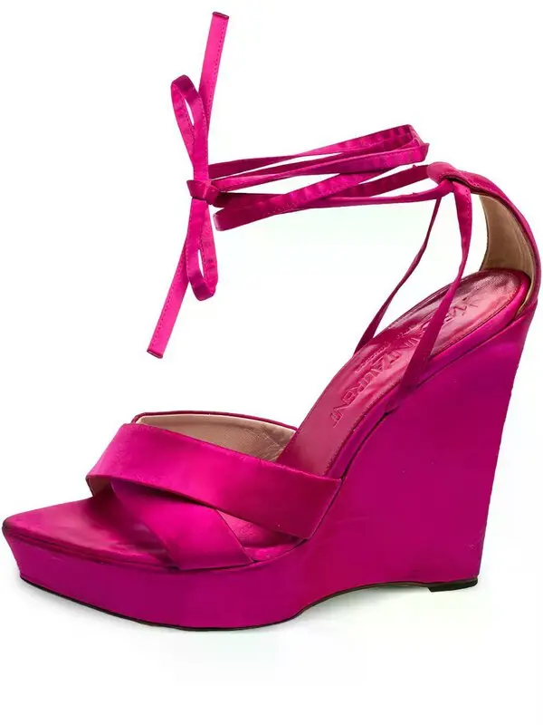 Saint Laurent 120mm Satin Sandals - Pink