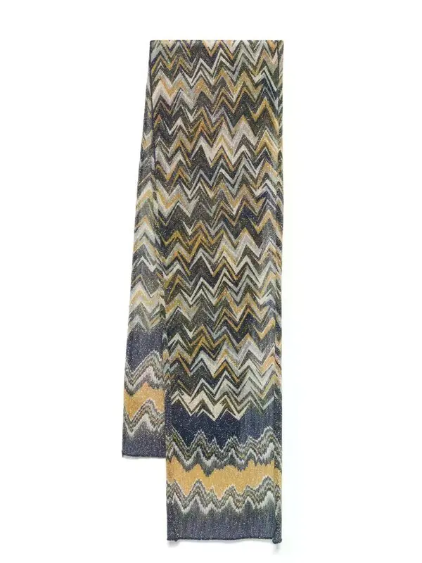 Missoni 2000s Zigzag-woven Scarf - Blue