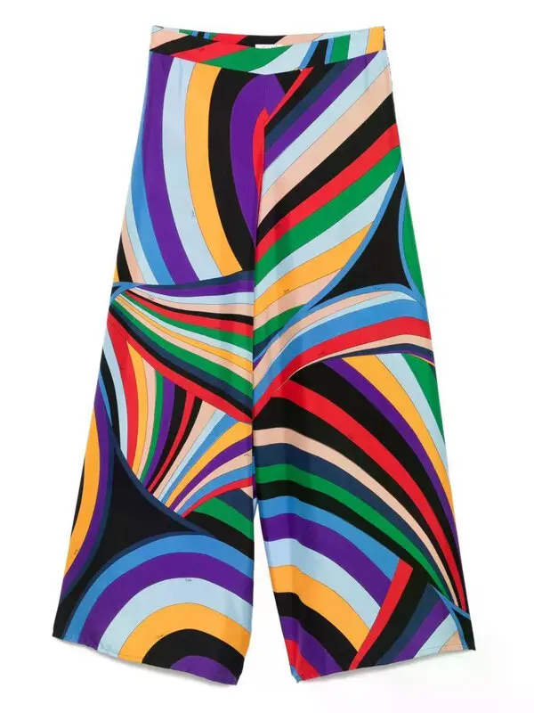 Emilio Pucci Iride Print Silk Trousers - Blue