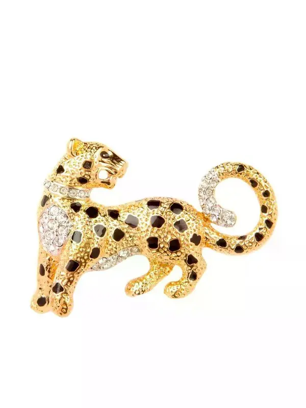 SUSAN CAPLAN Embellished Leopard Brooch - Gold