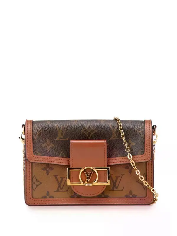 LOUIS VUITTON Monogram Reverse Dauphine Wallet On Chain - Brown