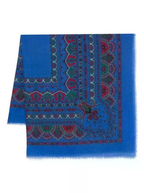 Fendi 1970s Wool Scarf - Blue