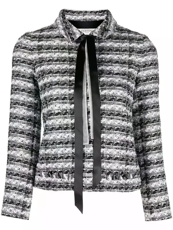 Valentino Garavani 2000s Woven Jacket With Pussy-bow Collar
