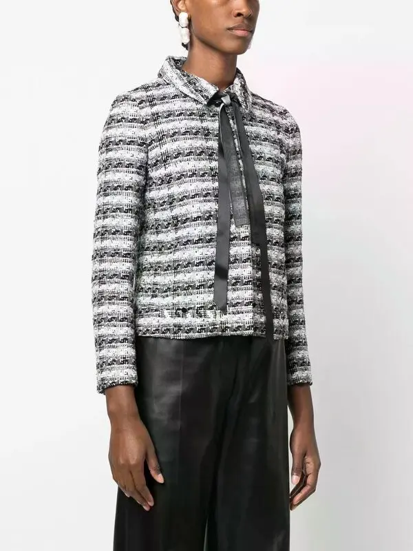 Valentino Garavani 2000s Woven Jacket With Pussy-bow Collar