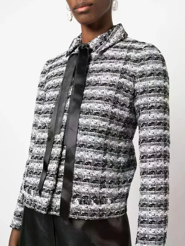 Valentino Garavani 2000s Woven Jacket With Pussy-bow Collar